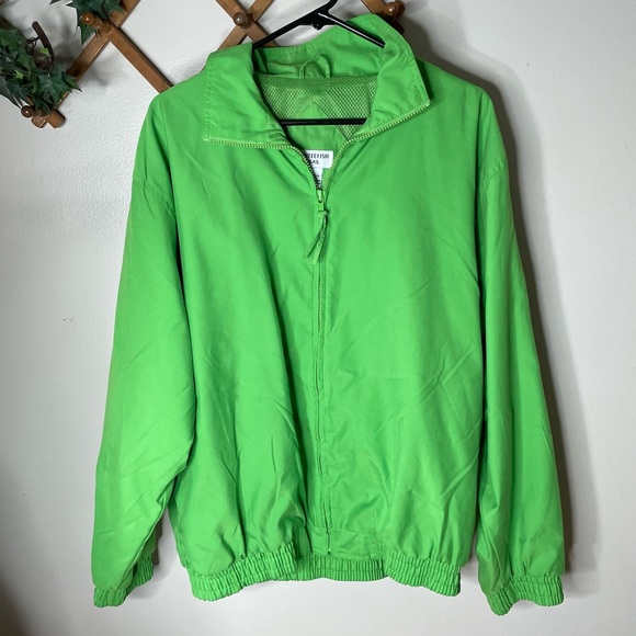 Vintage | Jackets & Coats | Vintage Lime Green Windbreaker Jacket ...